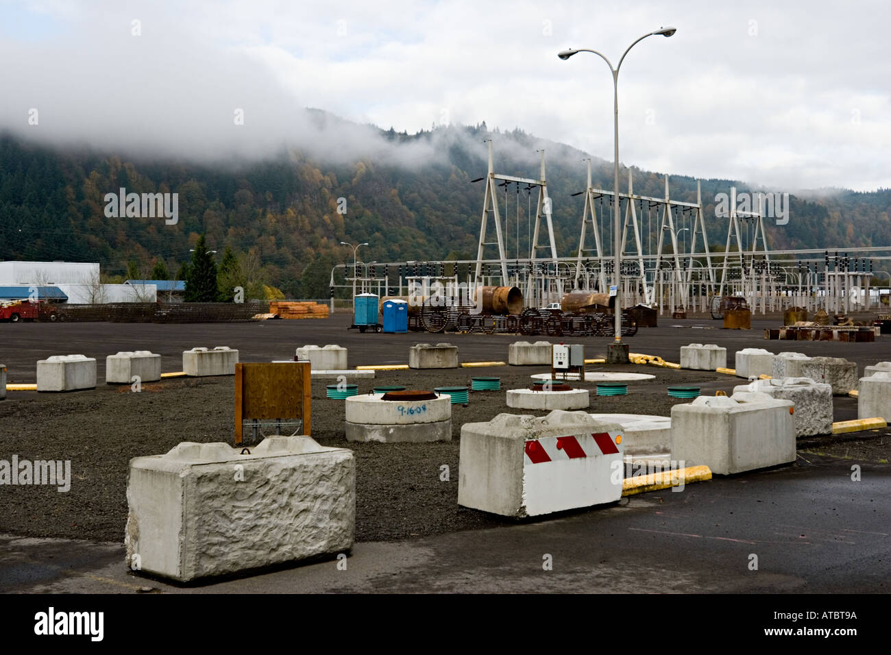 Nuclear Power Plant Parking Lot with equipment Stock Photo - Alamy