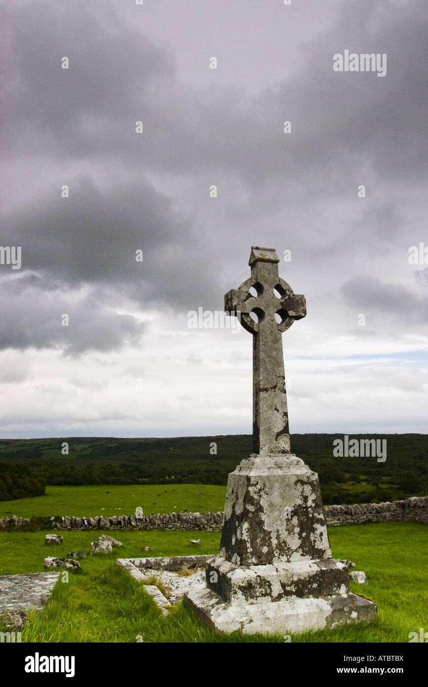 celtic cross at the graveyard of Carron, Ireland, Clarens, The Burren ...