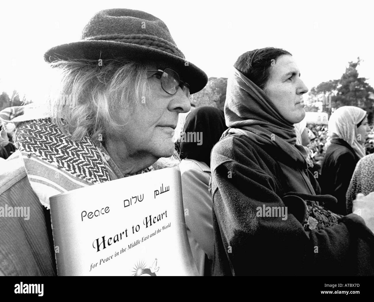 Israel Jerusalem peace rally portrait of peace activists man and woman ...