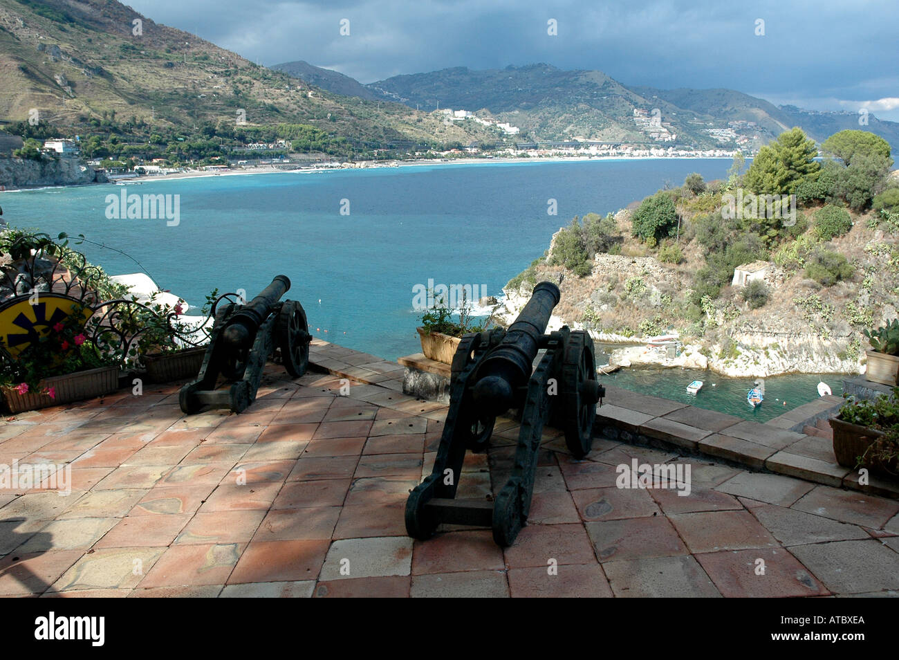 Taormina Sicily Landscape with canon Stock Photo - Alamy