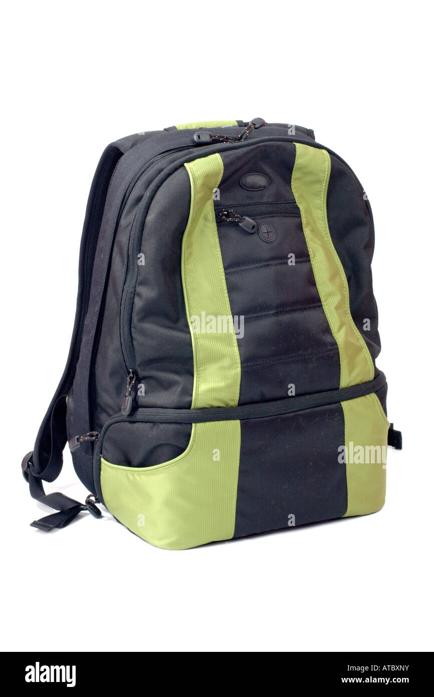 Green black Backpack isolated on white Stock Photo - Alamy