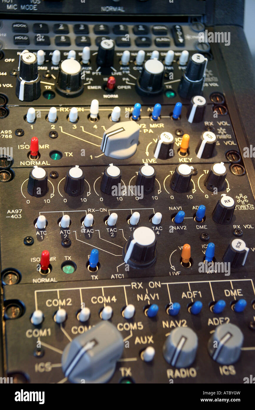 Radio console in the airplane Stock Photo - Alamy