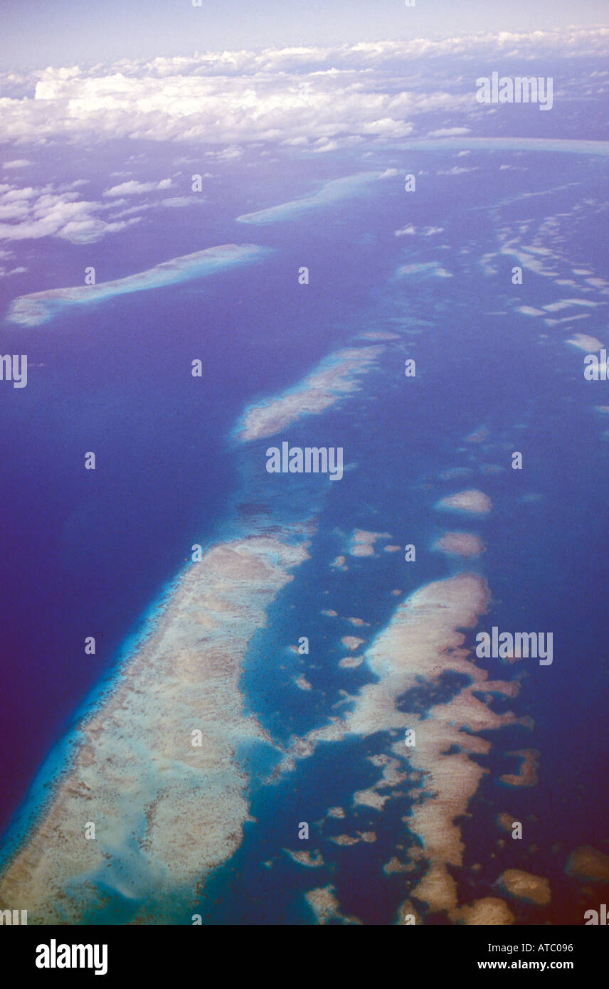 Australia Queensland Great Barrier Reef aerial of Cairns section of ...