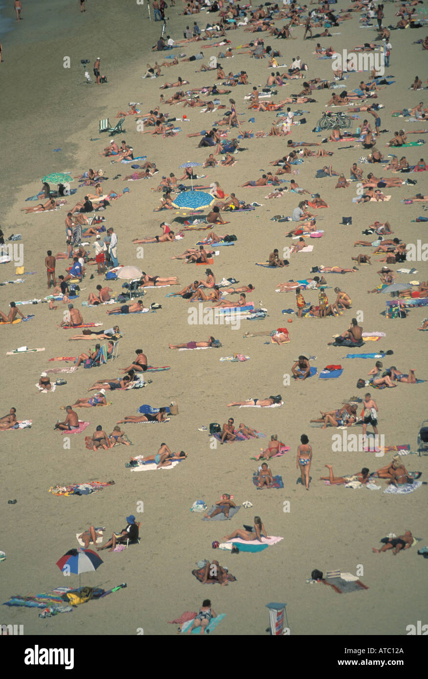 France Biarritz sunbathers on La Grande Plage Stock Photo - Alamy