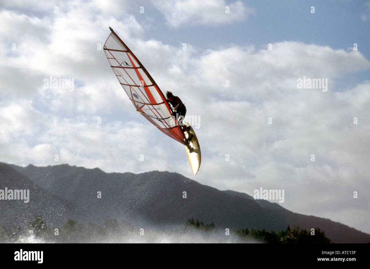 Hawaii Kauai windsurfer acrobatics Stock Photo - Alamy