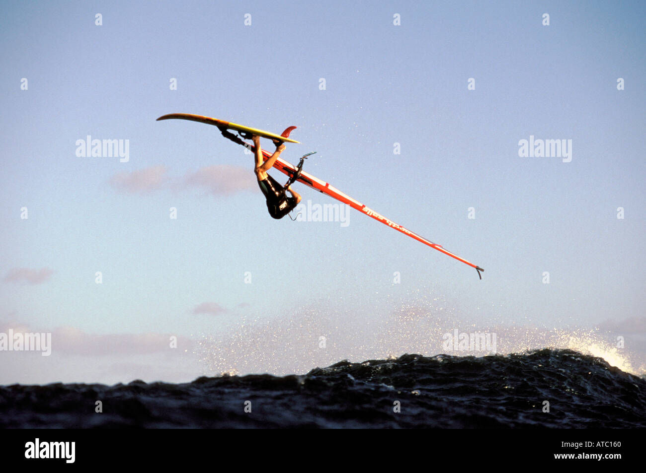 Hawaii Kauai windsurfer acrobatics Stock Photo - Alamy