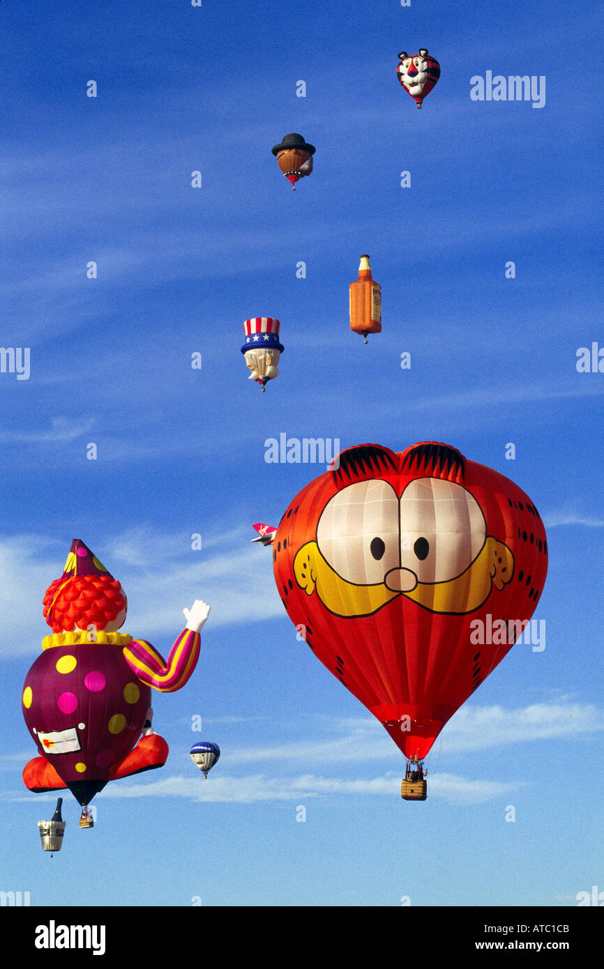 Special shapes hot air balloons in blue sky at Albuquerque NM ...