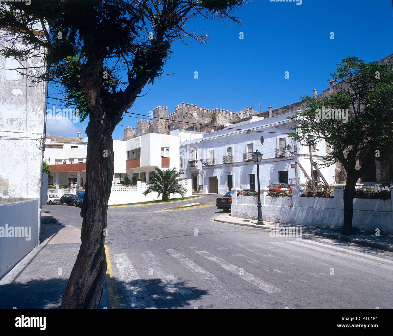 The 10th century Moorish castle looming over the whitewashed flat ...