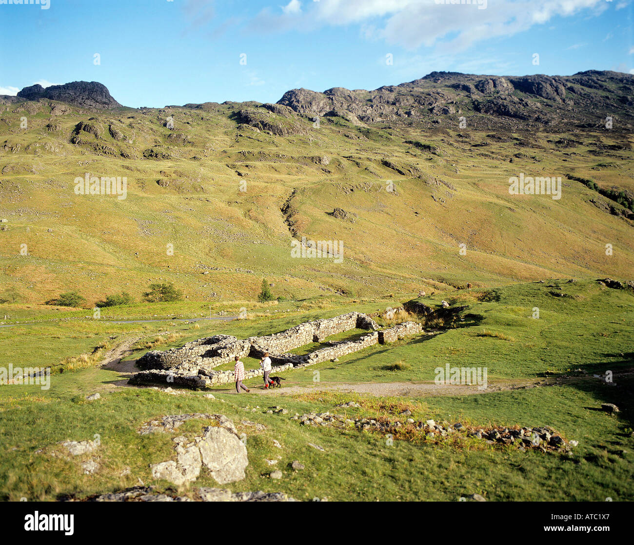 People at Hardknott Pass at the ruins of the Roman fort Stock Photo - Alamy