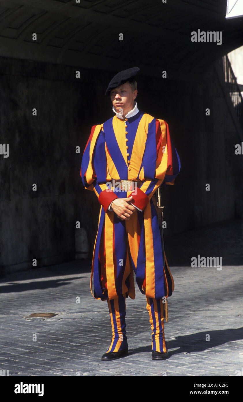 A member of the Pope s Swiss Guard in the Vatican City in his uniform ...