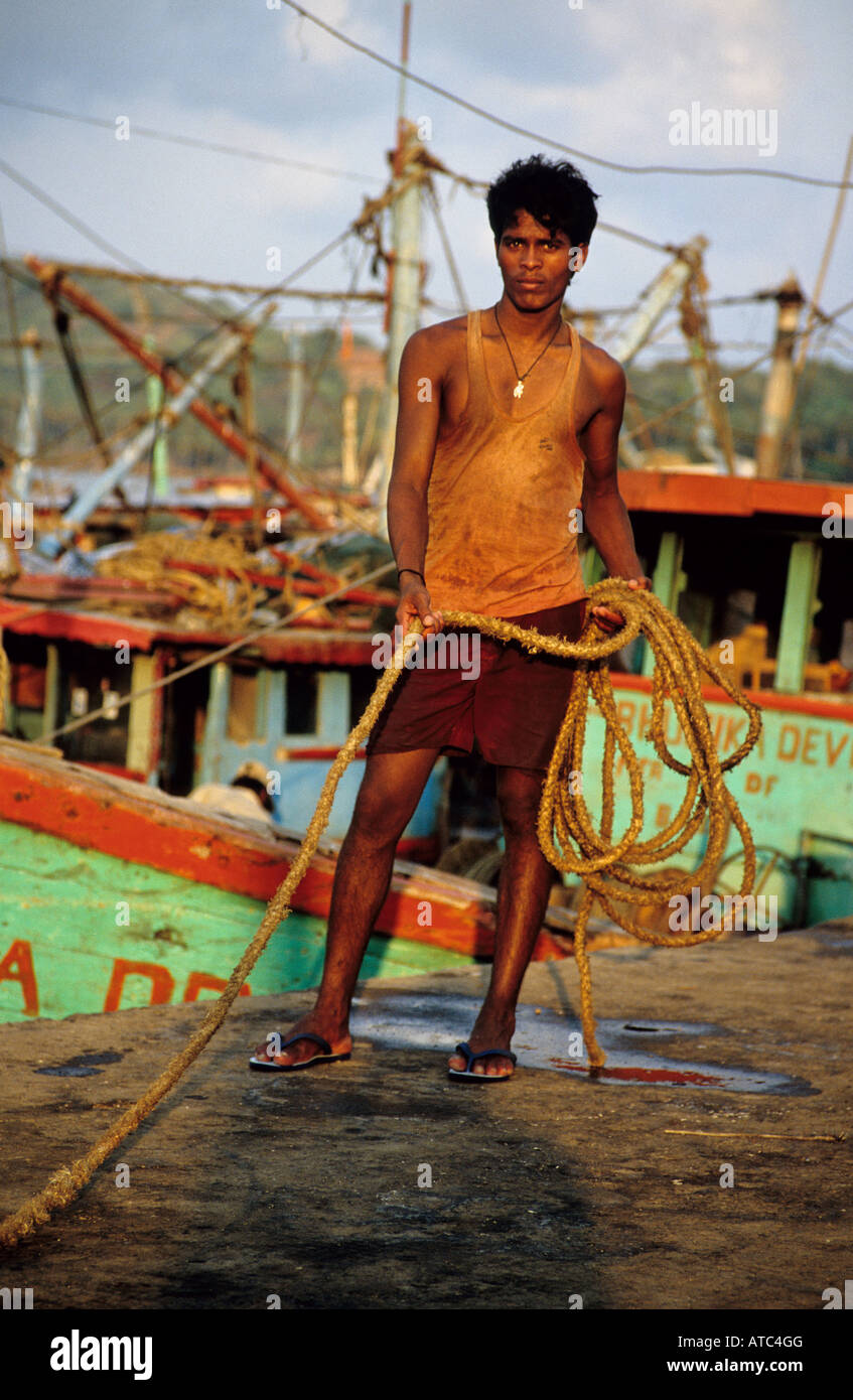Fisherman, Chapora harbour, Goa, India Stock Photo - Alamy