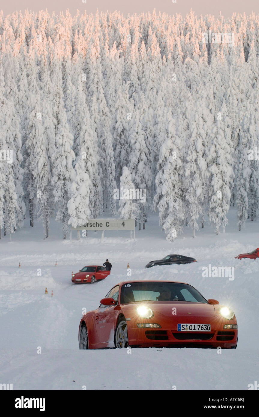 Porsche driving training at Camp 4 of the Porsche Travel Club, Lappland ...