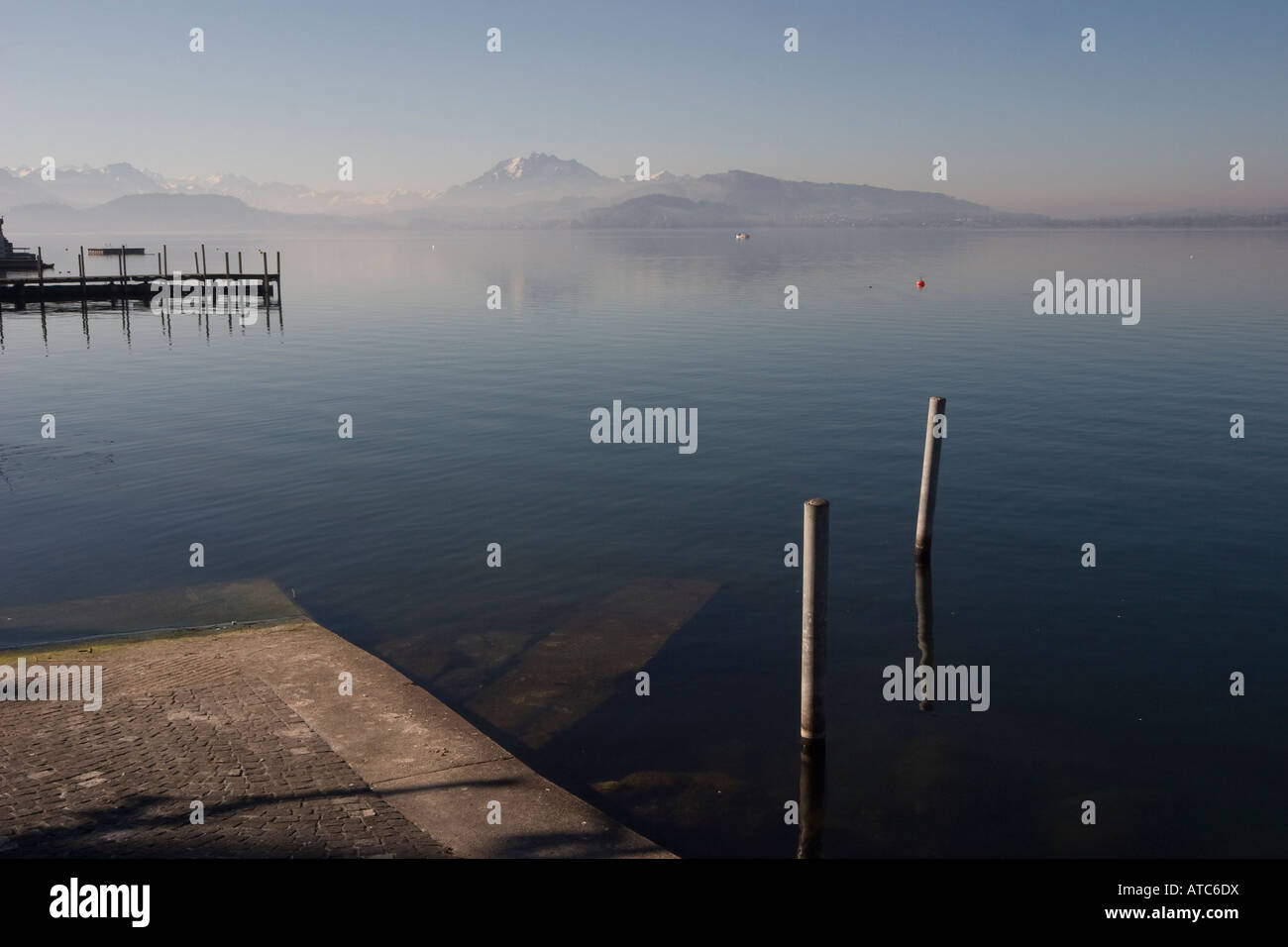 Swiss Lake at Twilight Stock Photo - Alamy
