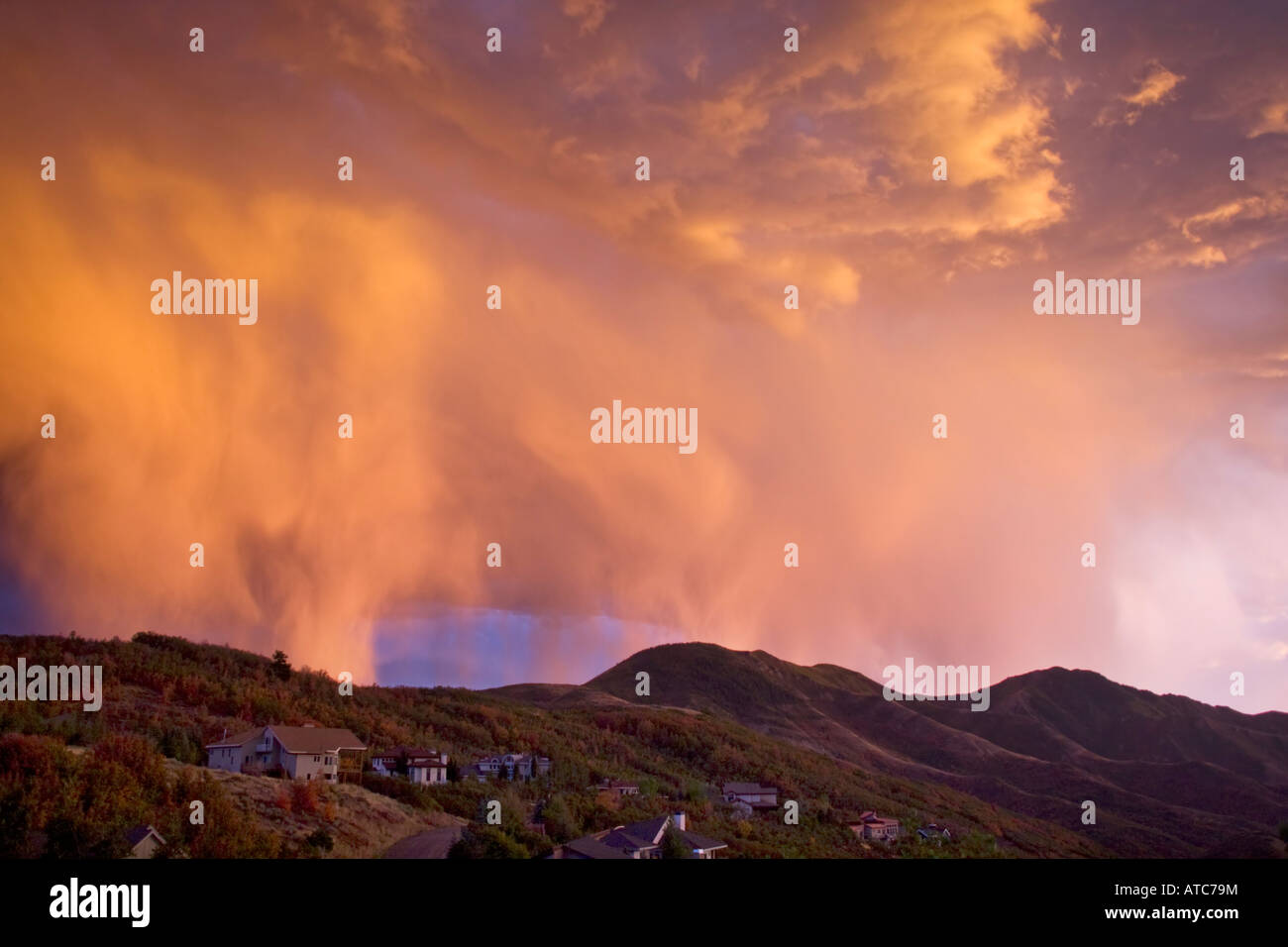 A powerful September storm in evening sun as it sweeps to the south of ...