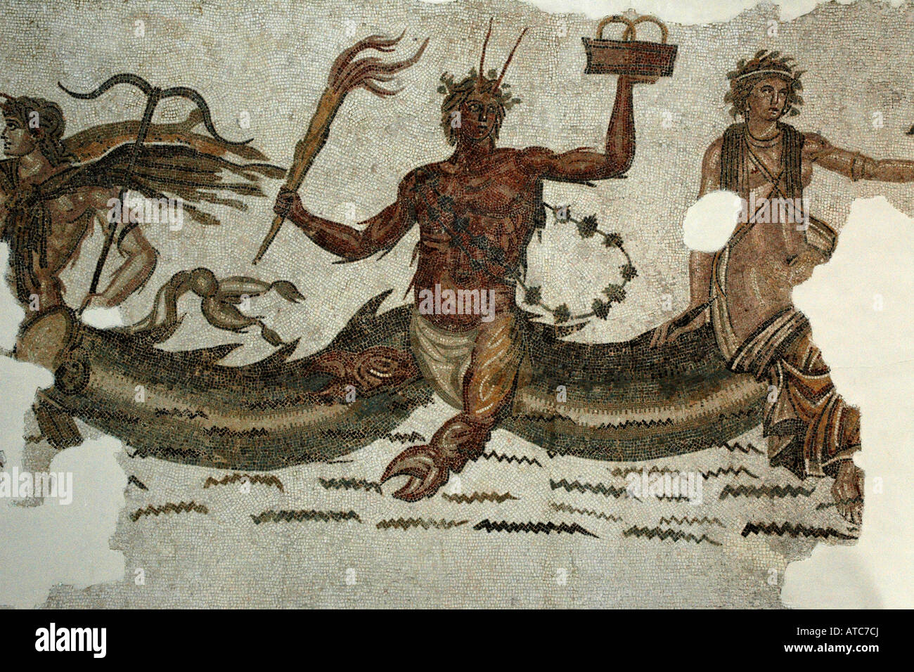 Ancients Roman mosaic - The triumph of Neptune, Bardo Museum Stock ...