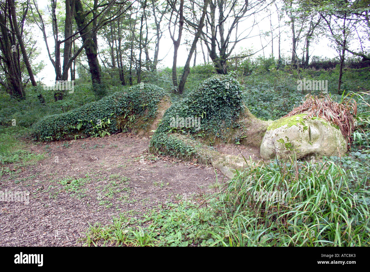 THE MUDMAID MUD SCULPTURE IN THE LOST GARDENS OF HELIGAN. CORNWALL UK ...
