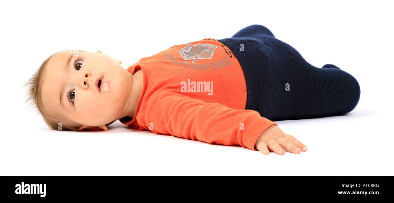 baby lying on his back Stock Photo - Alamy