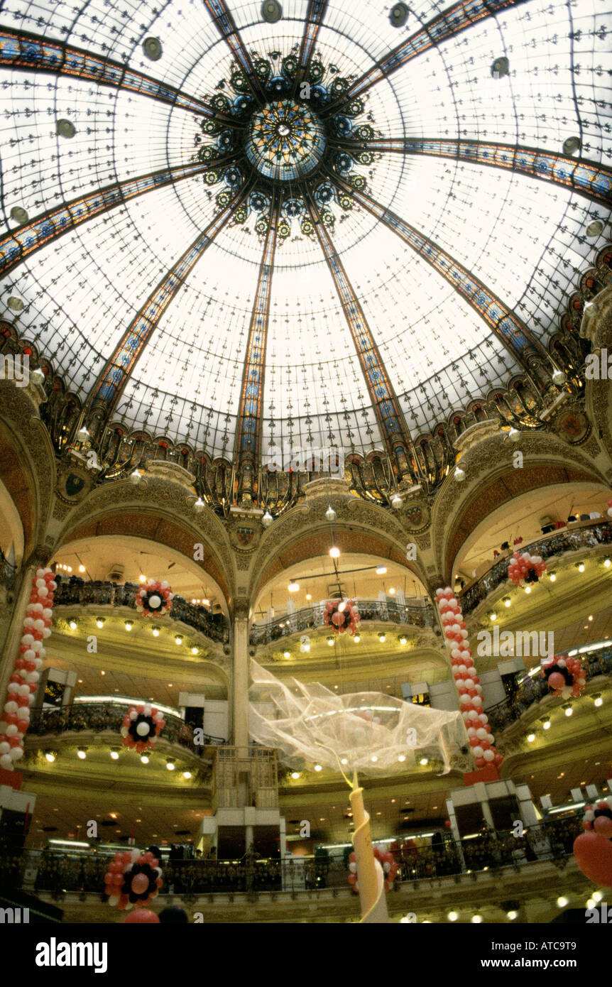 The balconies and glass dome of the Galeries Lafayette a massive ...
