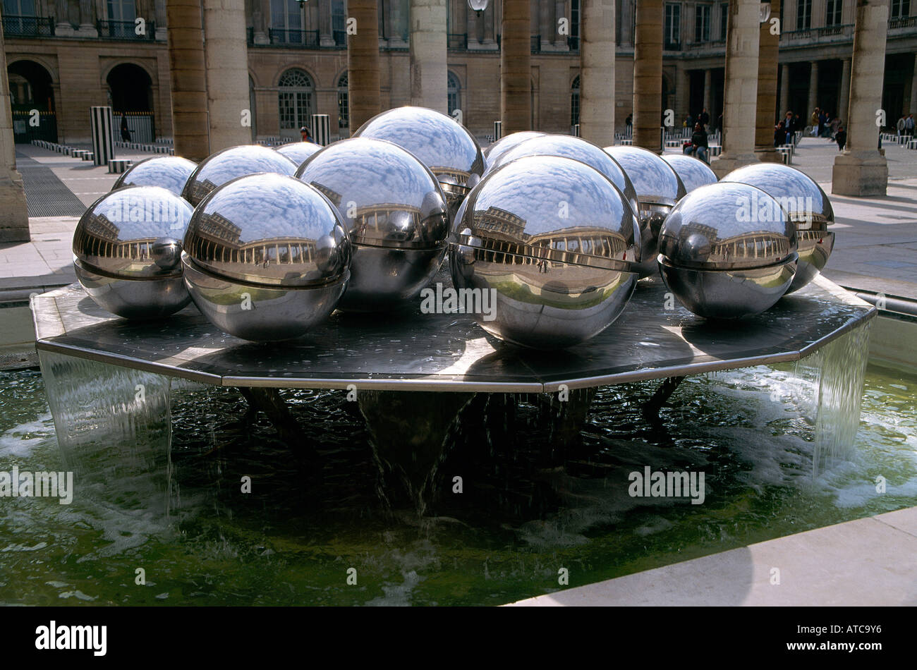 The steel balls sculpture fountain in the courtyard of the Palais Royal ...
