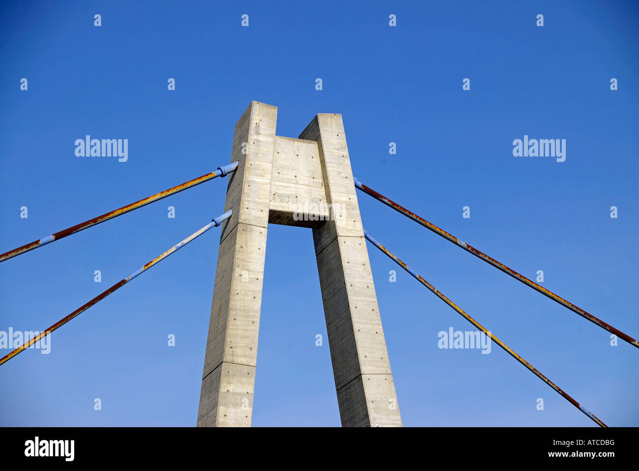 detail of the main pillar of a suspension foot bridge of reinforced ...