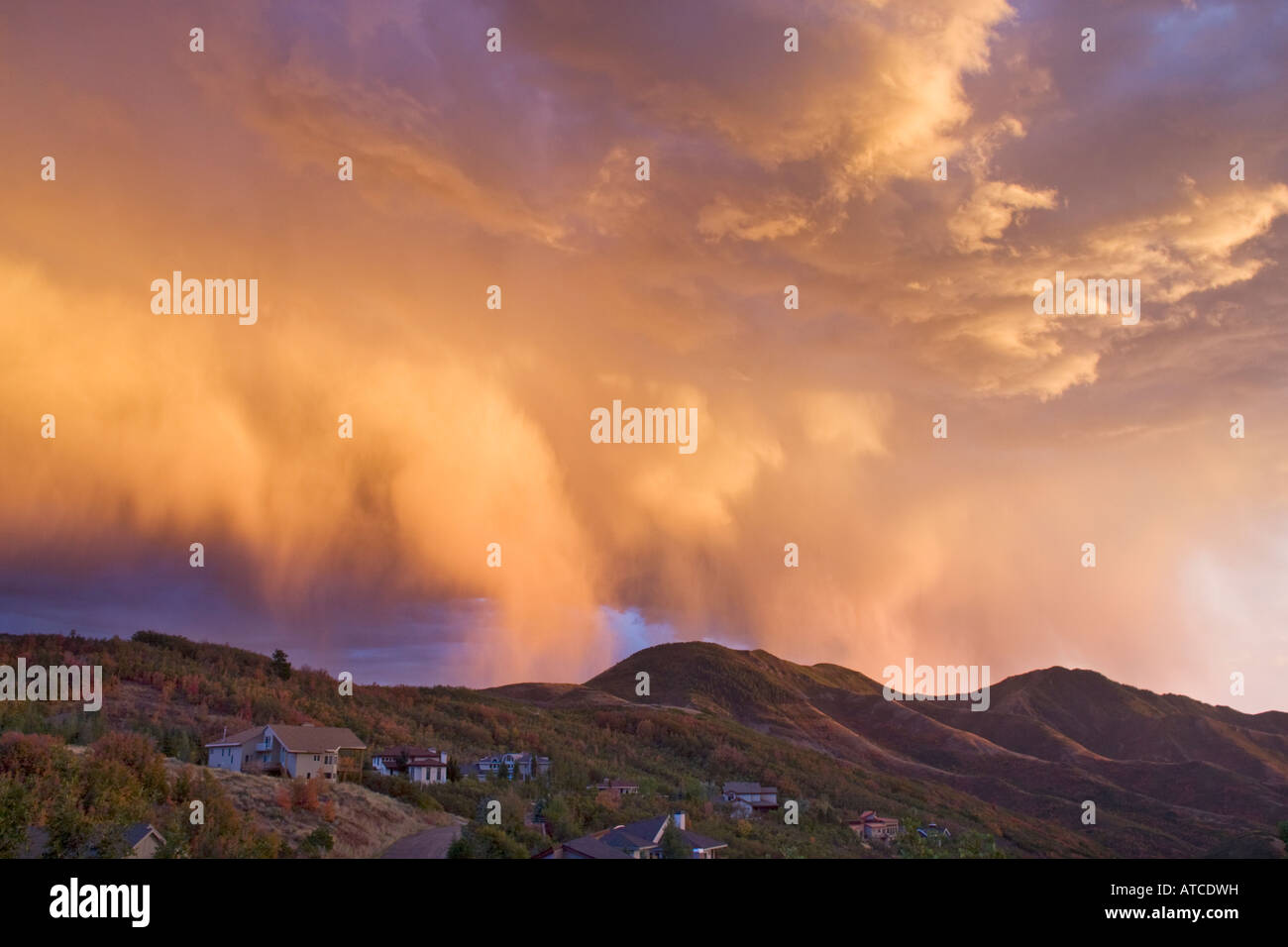 A powerful September storm in evening sun as it sweeps to the south of ...
