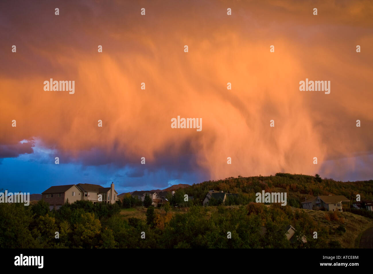 A powerful September storm in evening sun as it sweeps to the south of ...