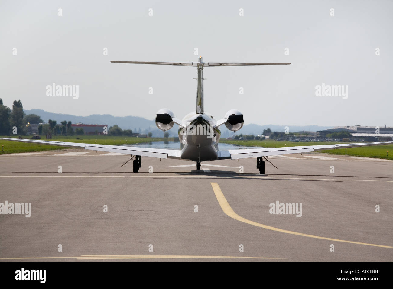 Airplane at the airfield and when starting Stock Photo - Alamy