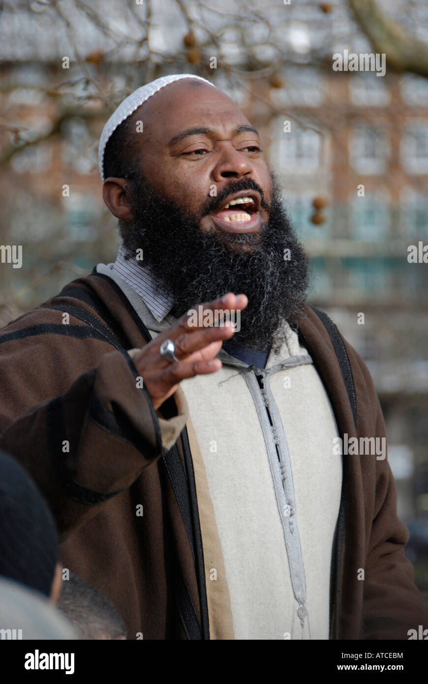 Muslim preacher at Speaker's Corner Hyde Park London England Stock ...
