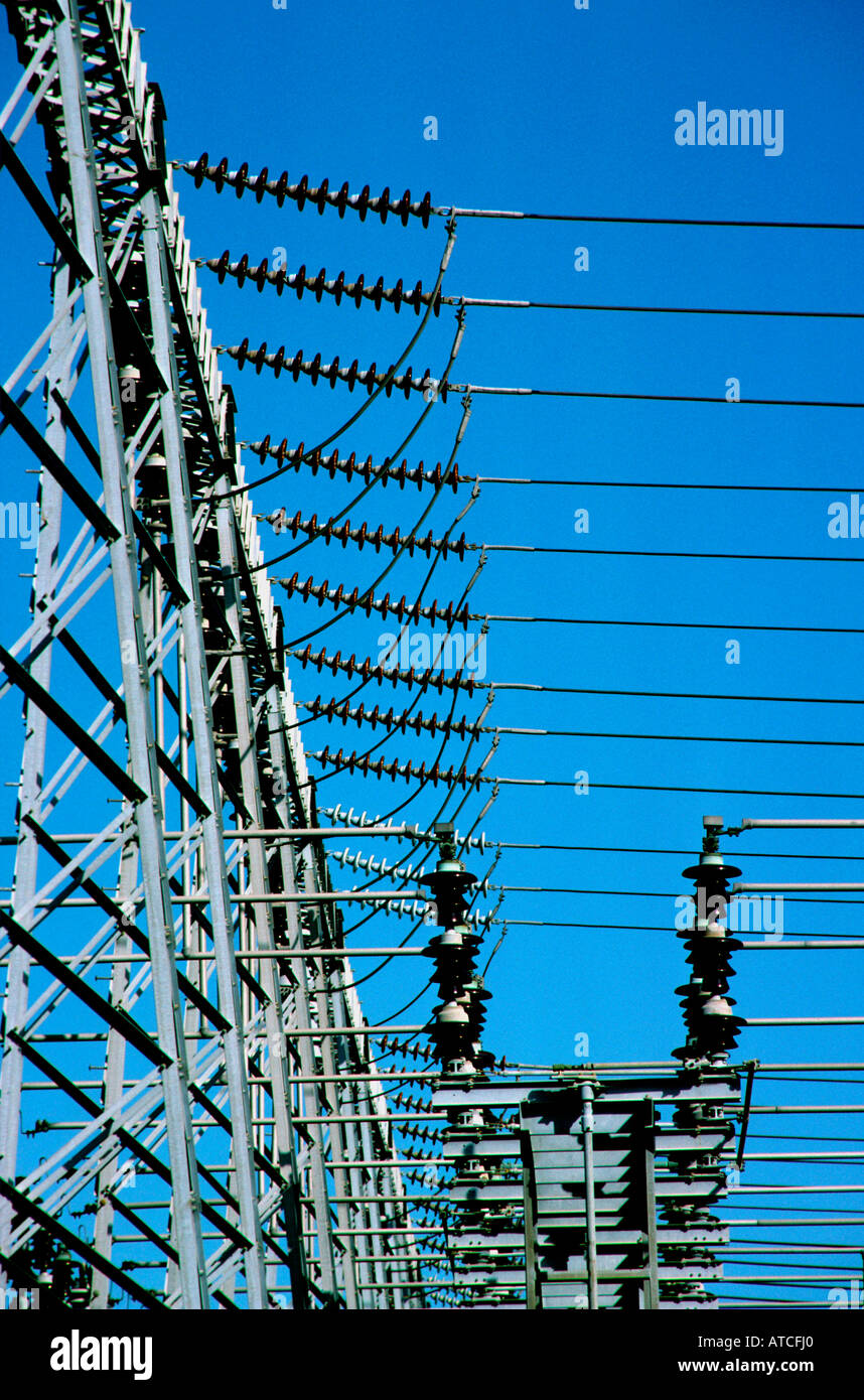electric power transmission lines California USA Stock Photo - Alamy