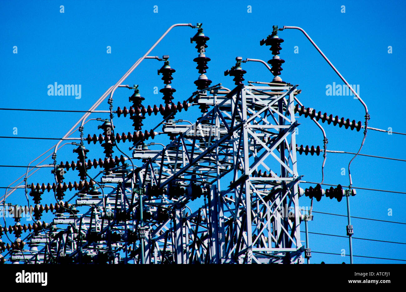electric power transmission lines California USA Stock Photo - Alamy