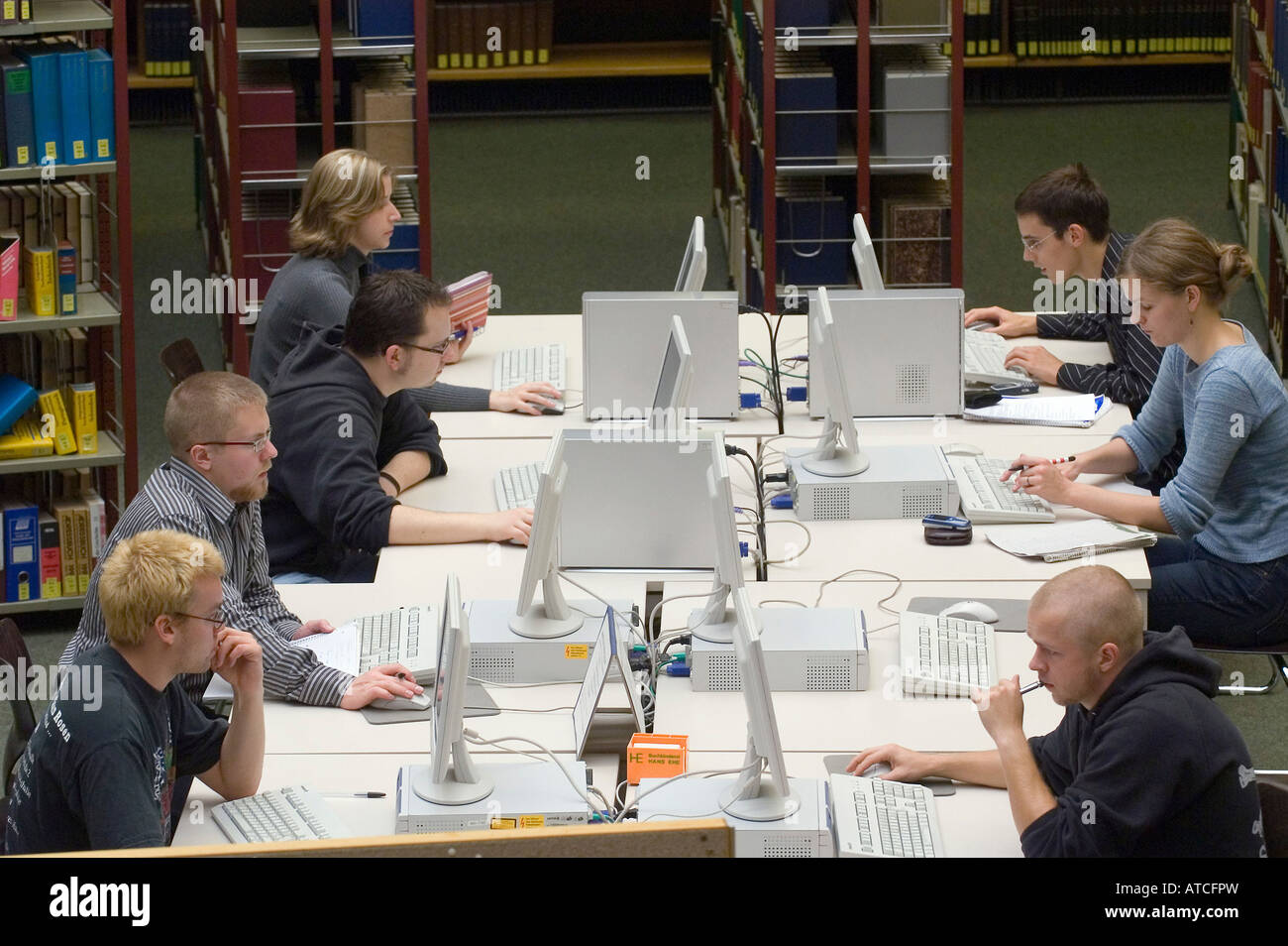 Students in the library of the University of Freiburg, Germany Stock ...