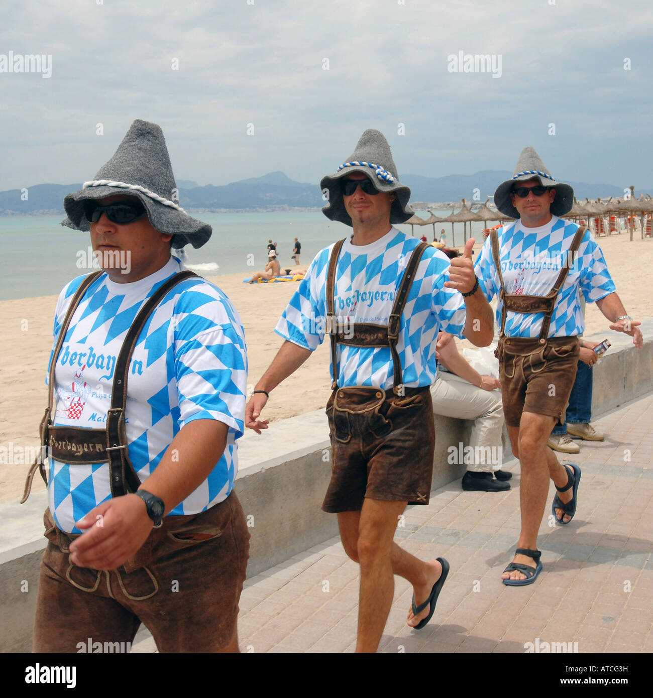 Men in traditional Bavarian costumes, Majorca, Spain Stock Photo - Alamy