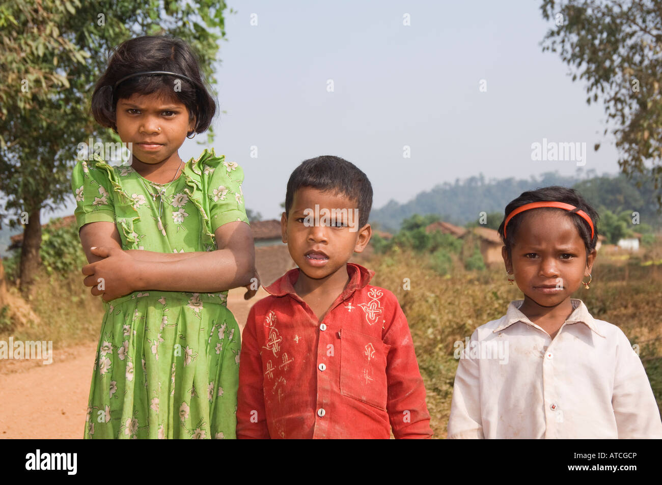 Indian Children in a village Portrait Stock Photo - Alamy