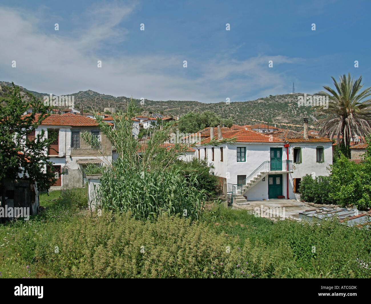 typical greek village with houses in white colours Sikia Sithonia ...