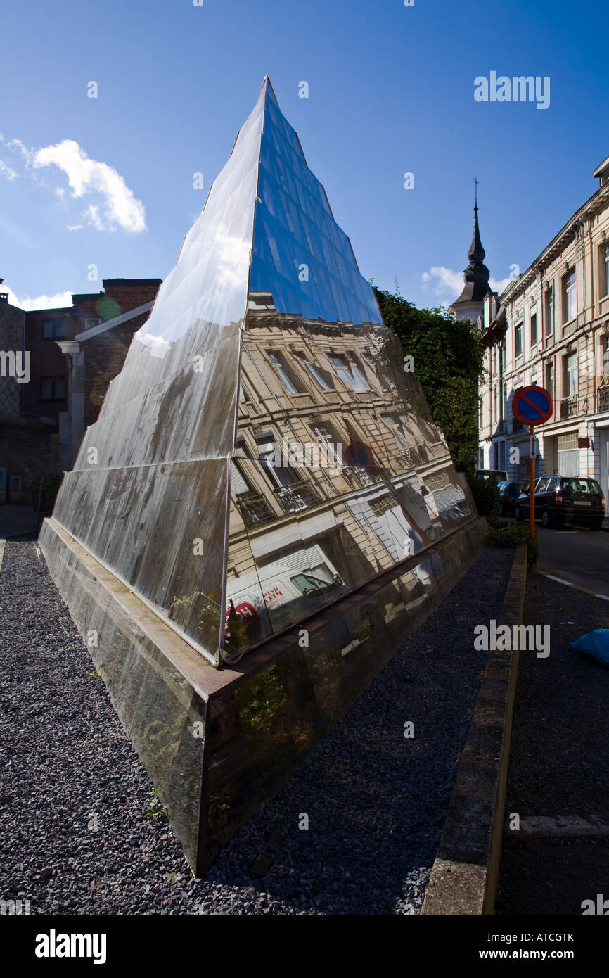 Reflections in the glass pyramid building of the Source Prince de Conde ...