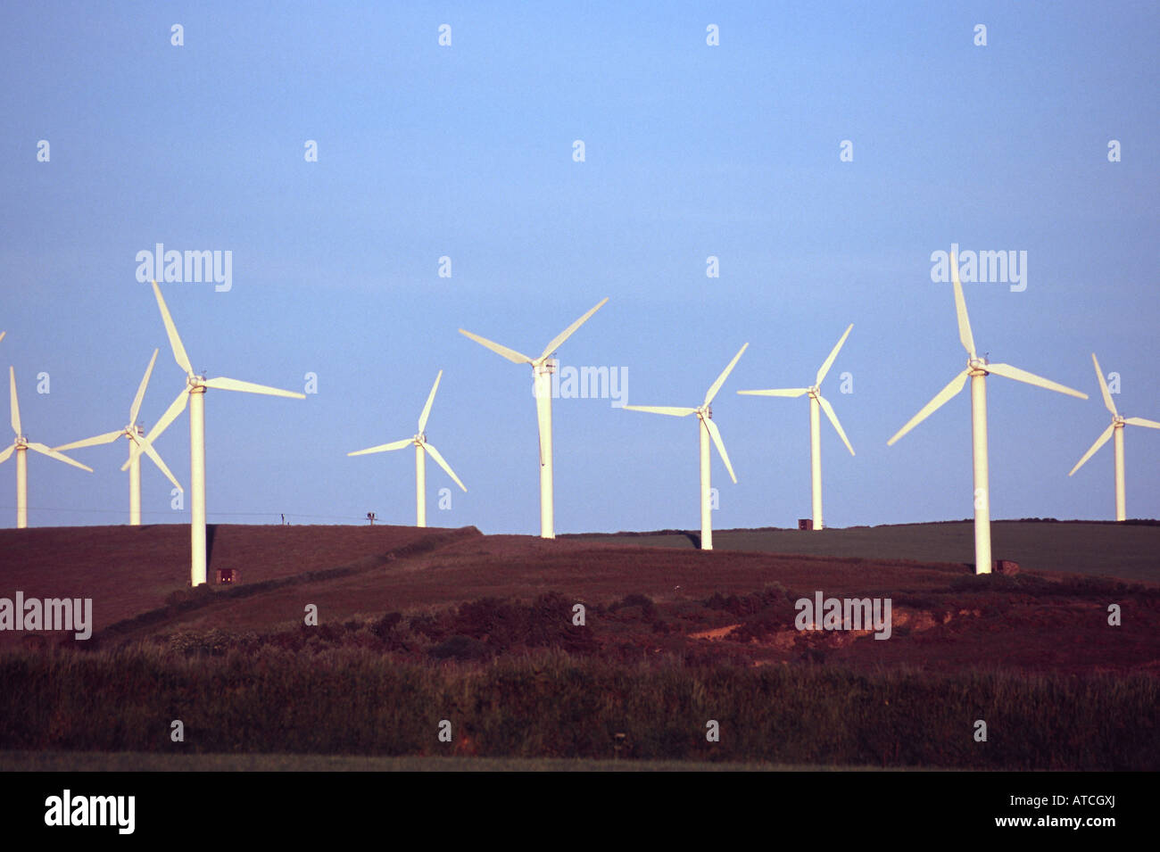 wind farm north coast cornwall england uk gb Stock Photo - Alamy