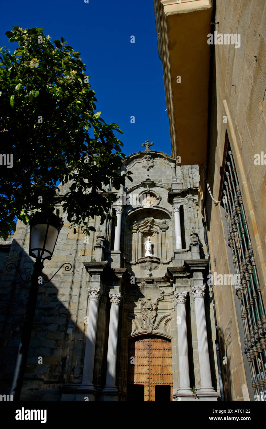 Spain Andalusia Tarifa Church Facade And Street Of Old Town Stock Photo ...