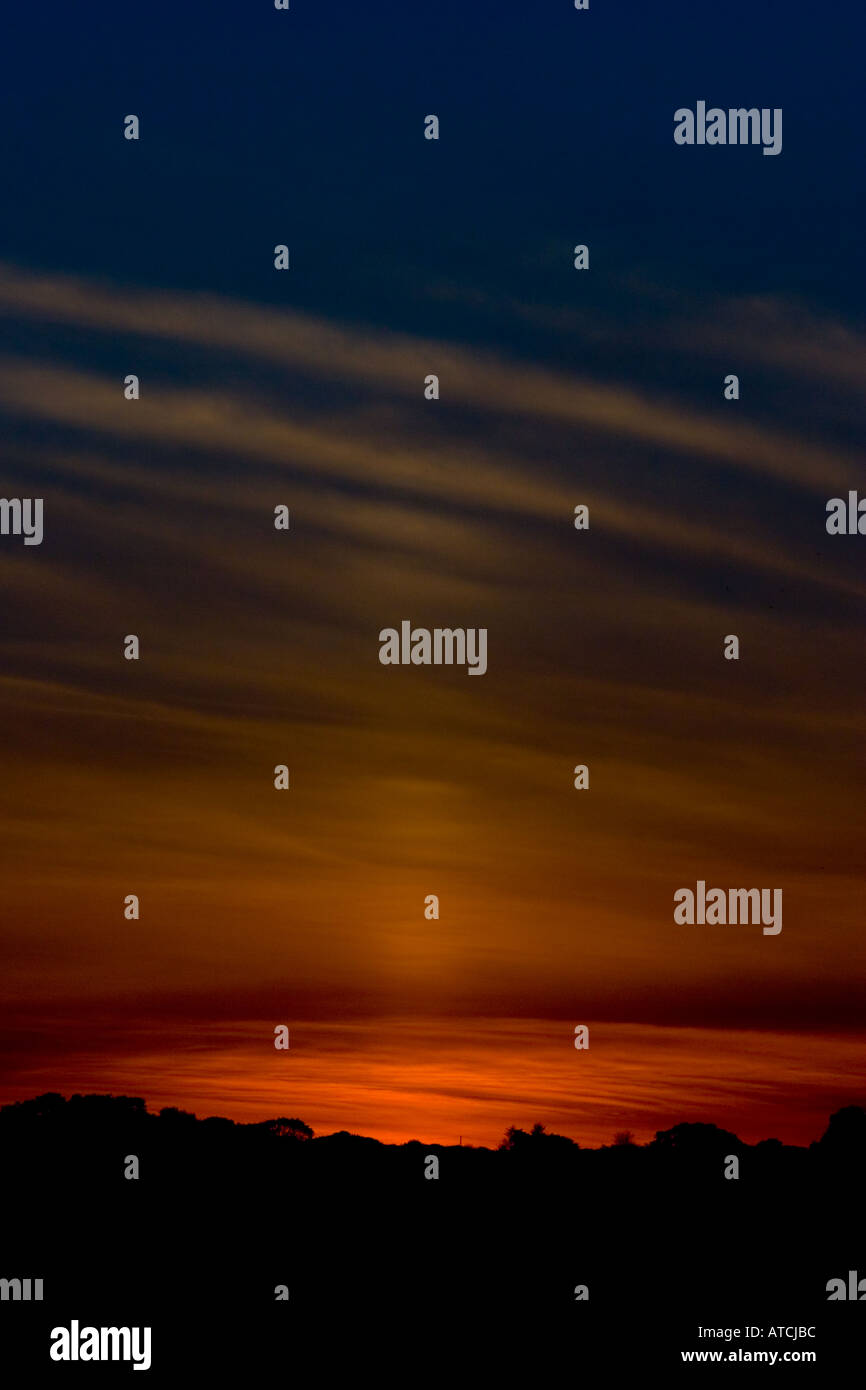 Sunset in Litton Cheney, Dorset Stock Photo - Alamy