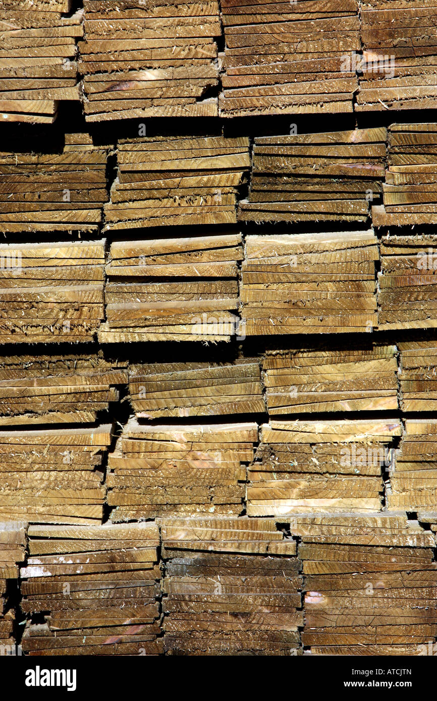 Piles of garden timber wood stock at a warehouse in Bury St Edmunds ...
