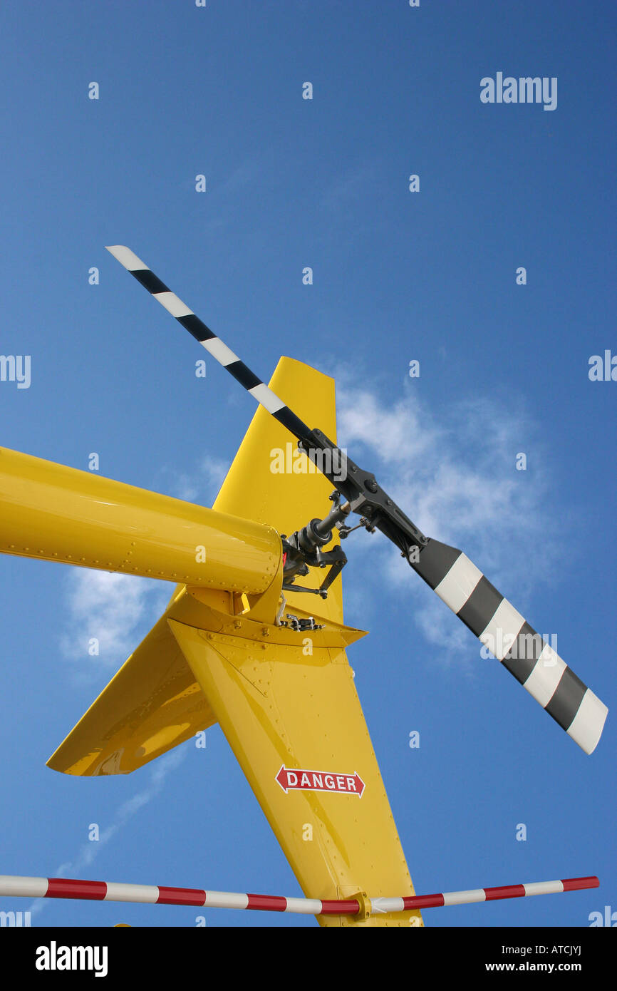 Tail rotor of yellow helicopters Stock Photo - Alamy