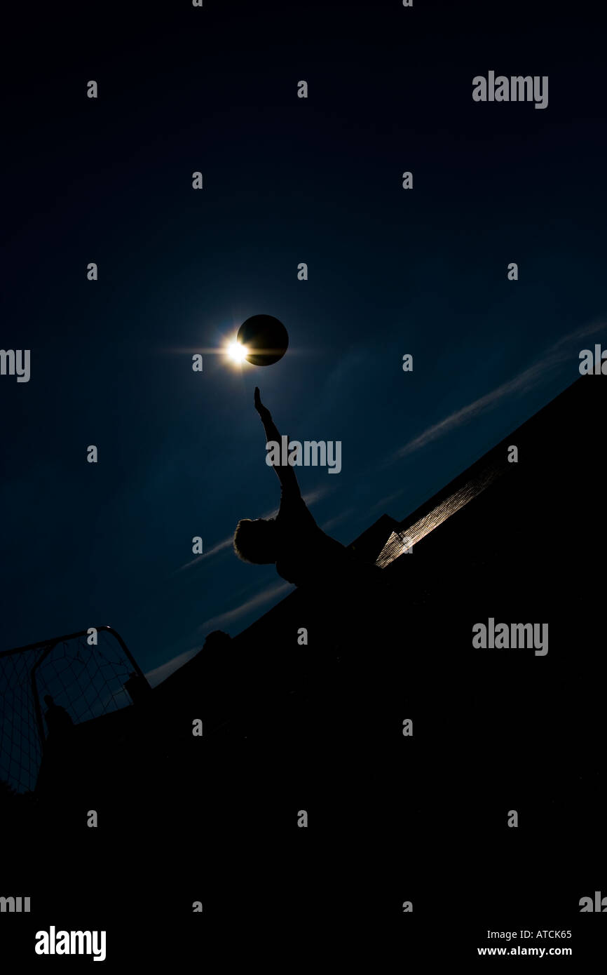 Footbal goal keeper Silhouette Stock Photo - Alamy