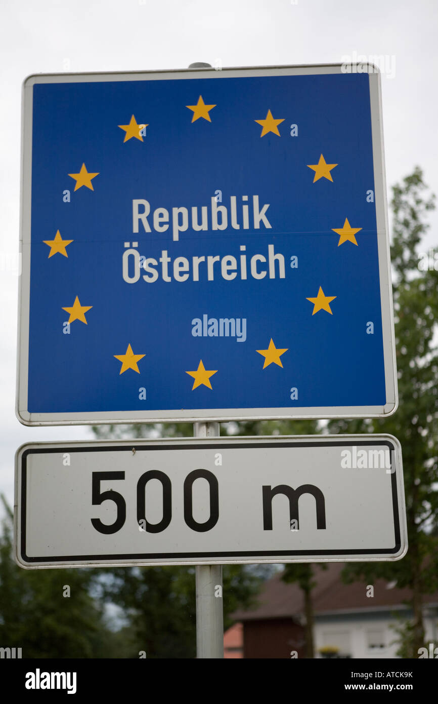 Austrian border crossing sign hi-res stock photography and images - Alamy