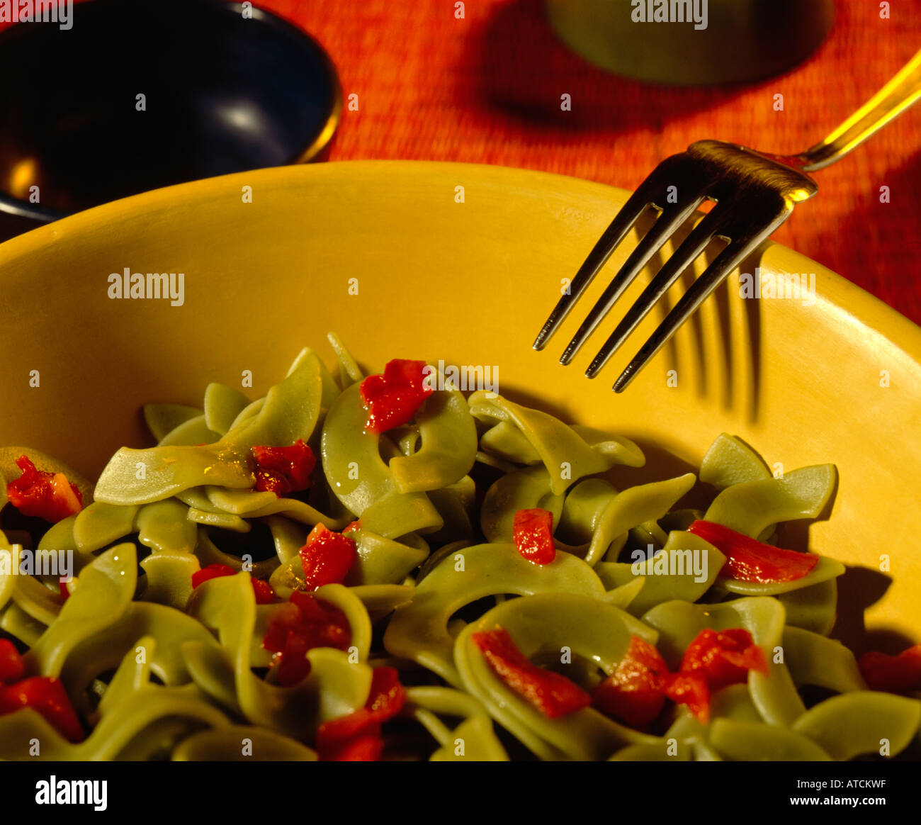 Italian food green pasta Stock Photo - Alamy