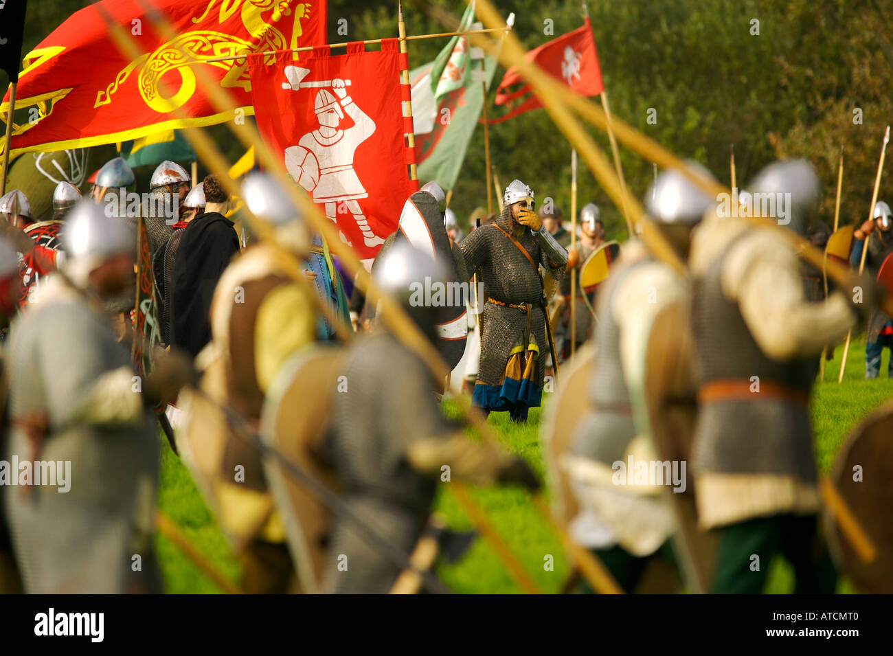 Re-enactment of the Battle of Hastings on the actual battlefield in ...