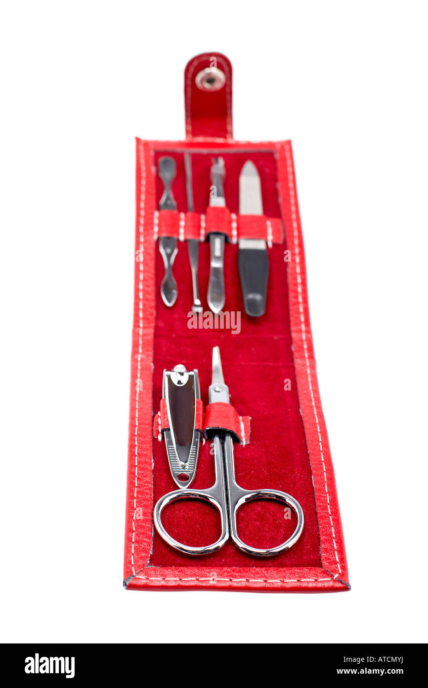 A manicure tools isolated on white background Focus at front and ...