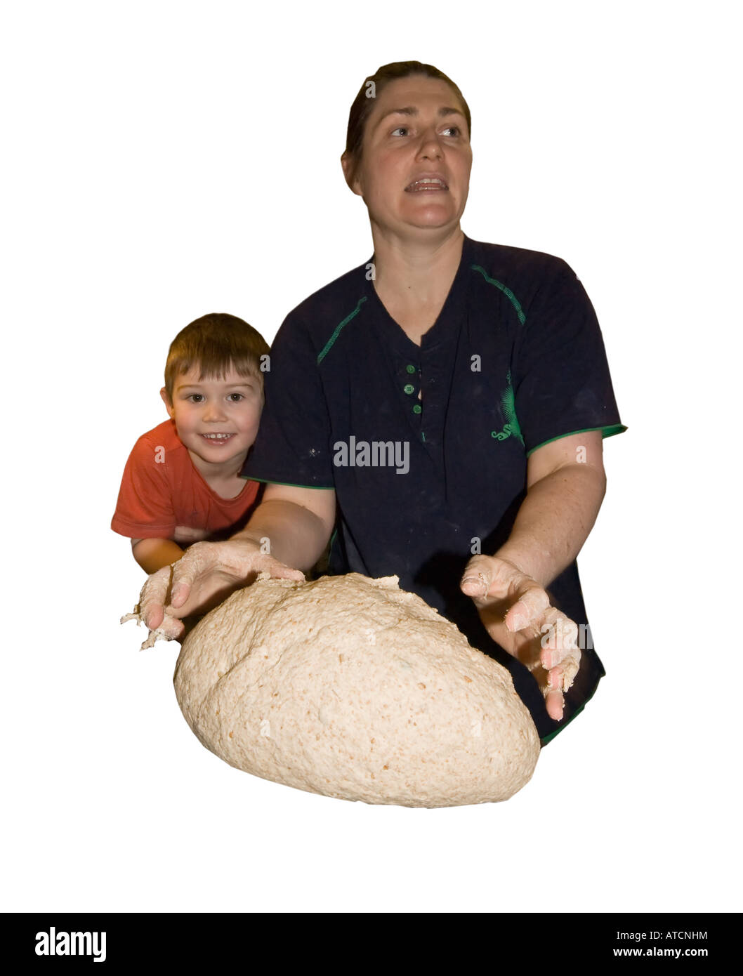 Family making bread cooking baking Stock Photo - Alamy