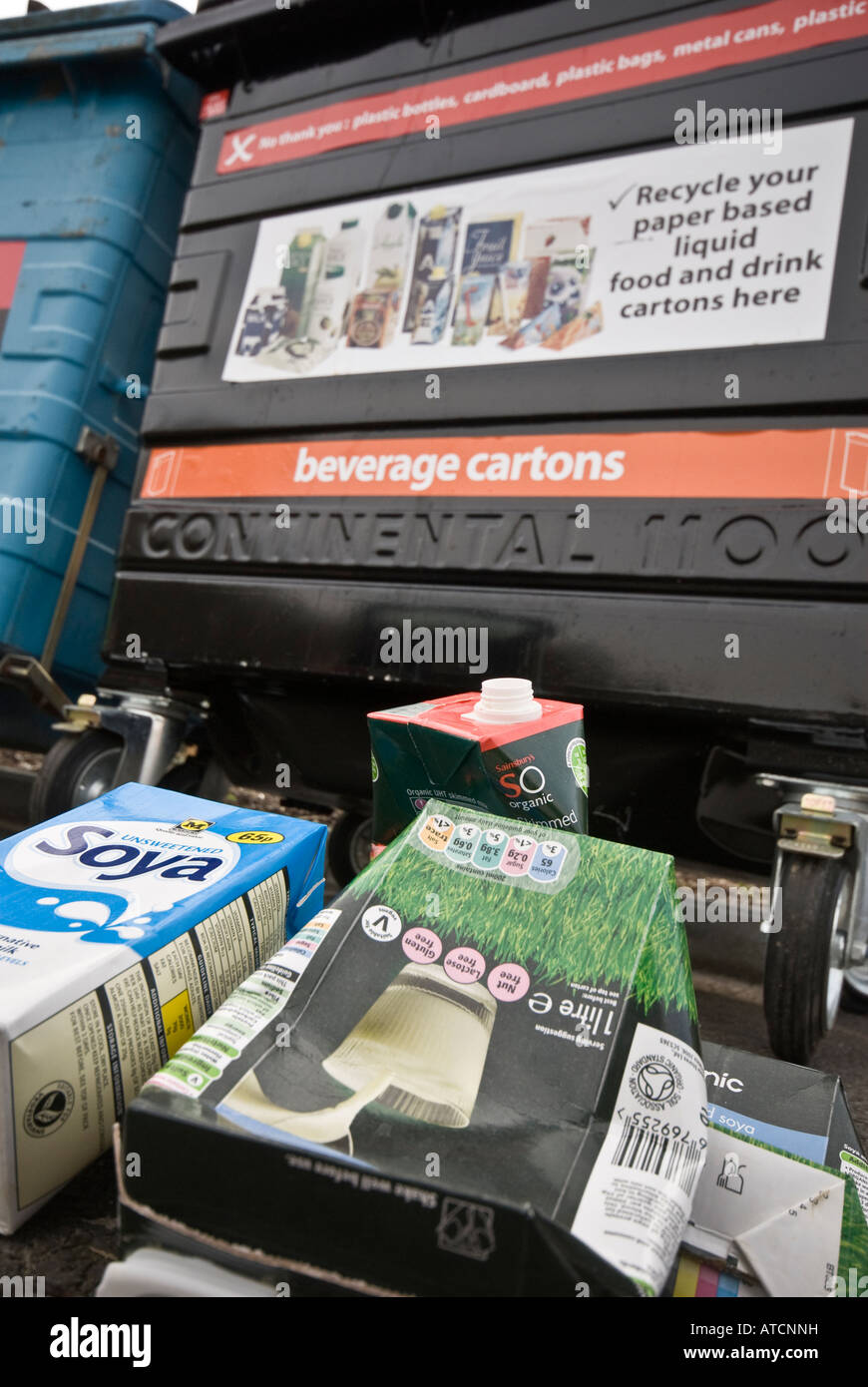 Recycling point cardboard cartons Stock Photo - Alamy