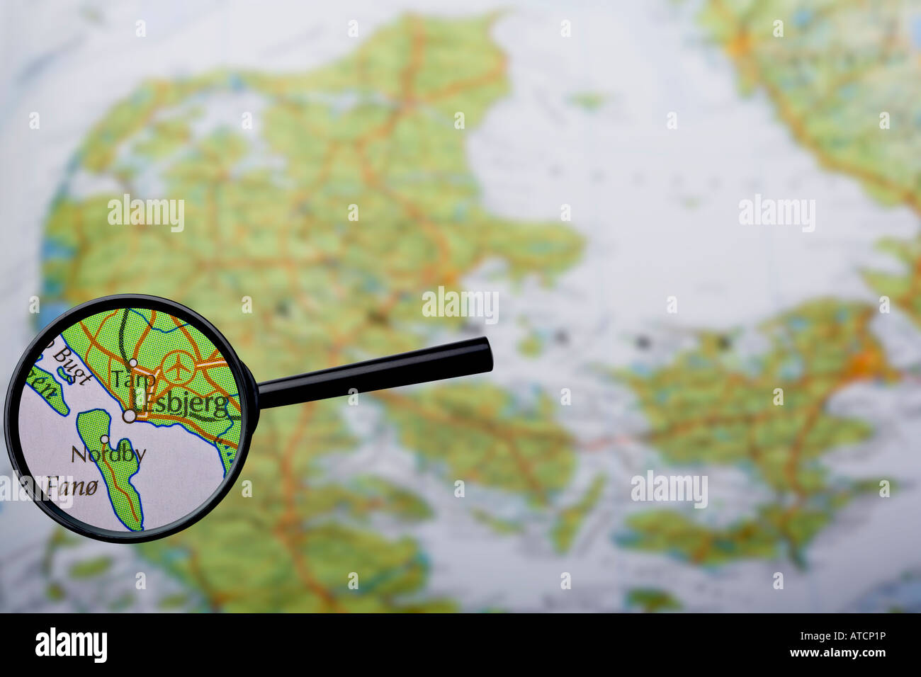 Map of Denmark with Esbjerg enlarged Stock Photo - Alamy
