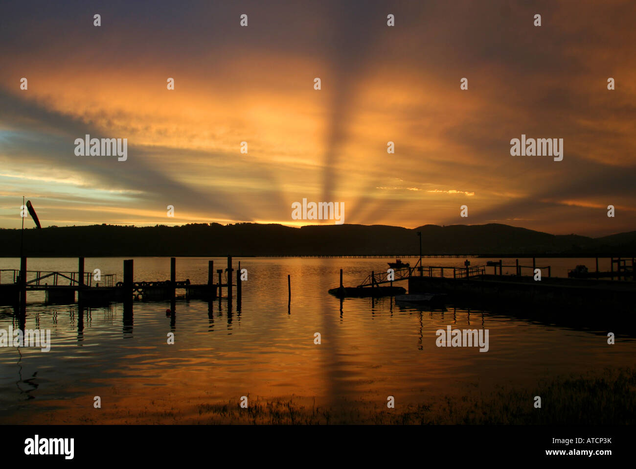 Sunset overlooking Knysna lagoon South Africa Stock Photo - Alamy