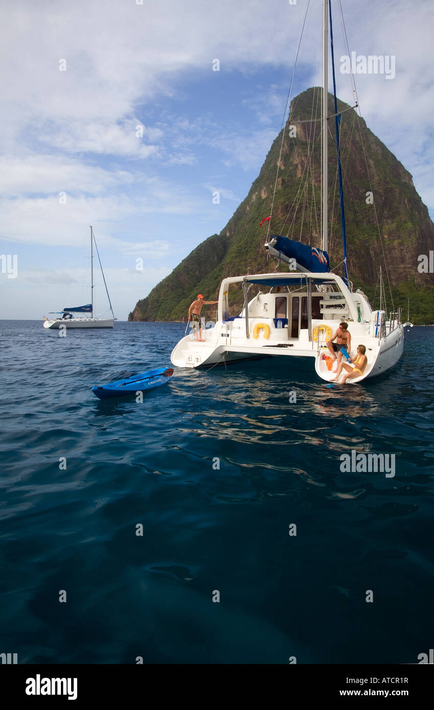 People relaxing on a yacht St Vincent Winward Islands Lesser Antilles ...
